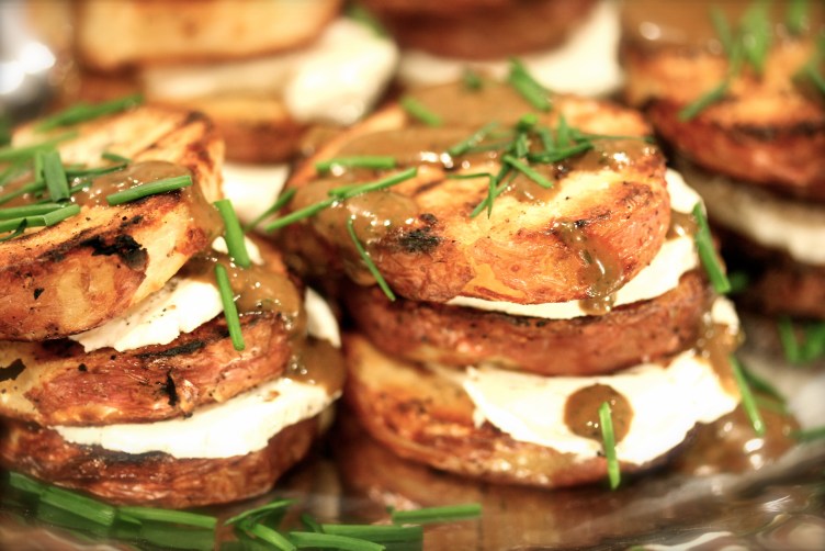 Grilled Potato & Goat Cheese Napoleon | 4plates2table